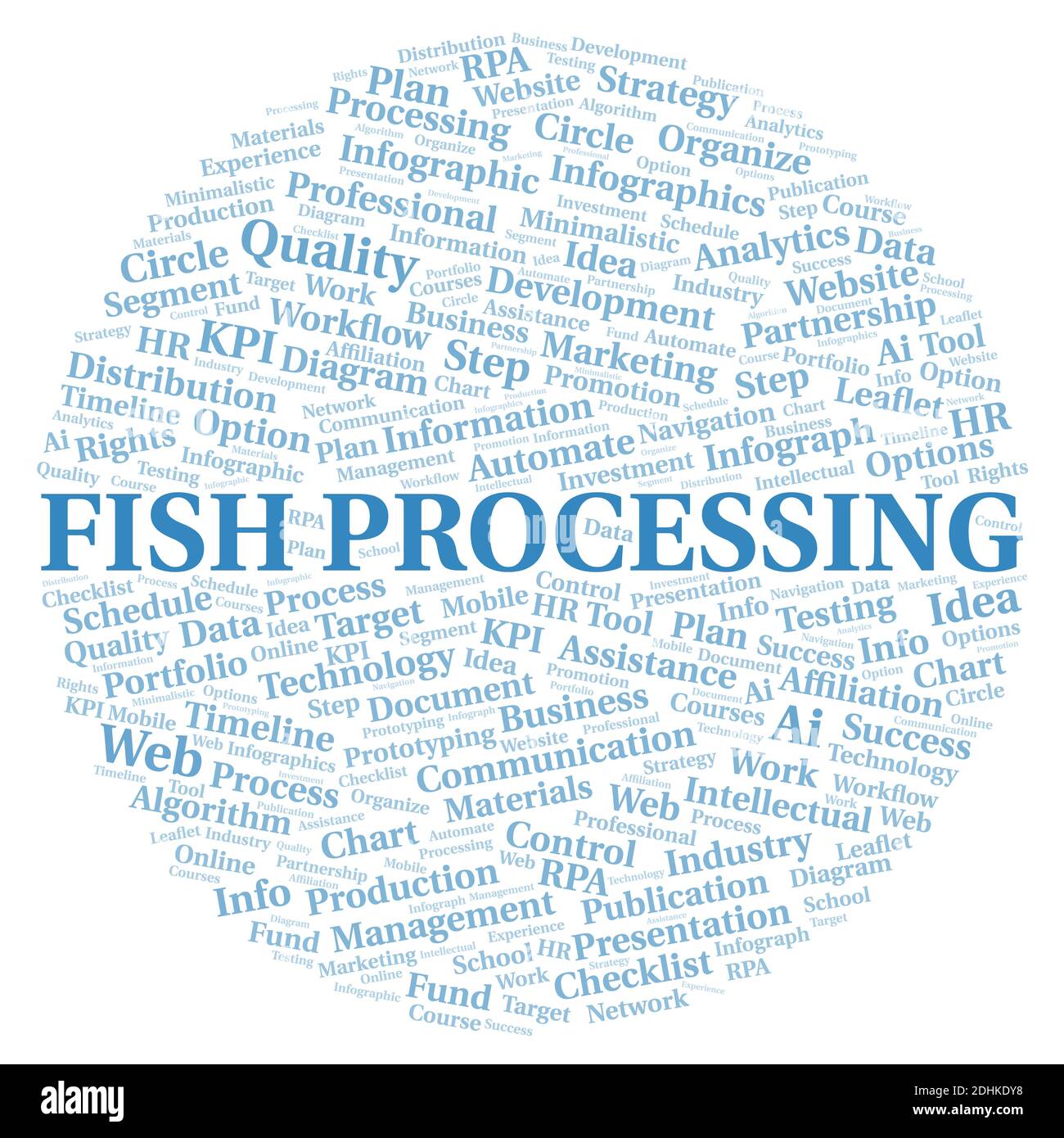 Fish Processing typography word cloud create with text only Stock Photo ...