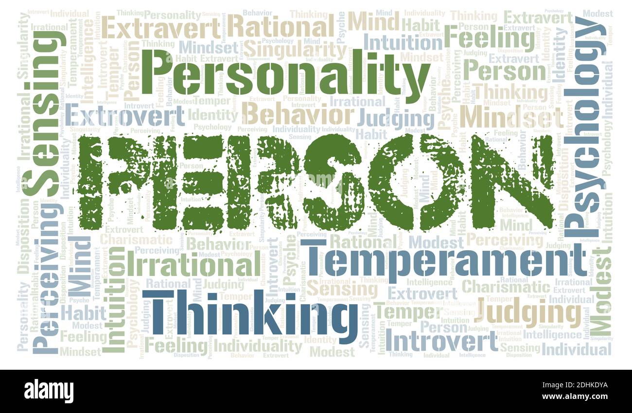 Person typography word cloud create with text only Stock Photo - Alamy