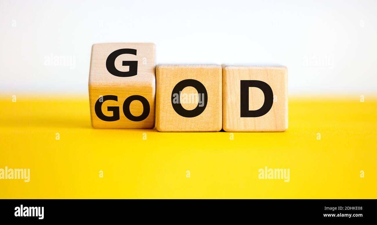 God is good symbol. Turned a cube with words 'God is good'. Beautiful ...