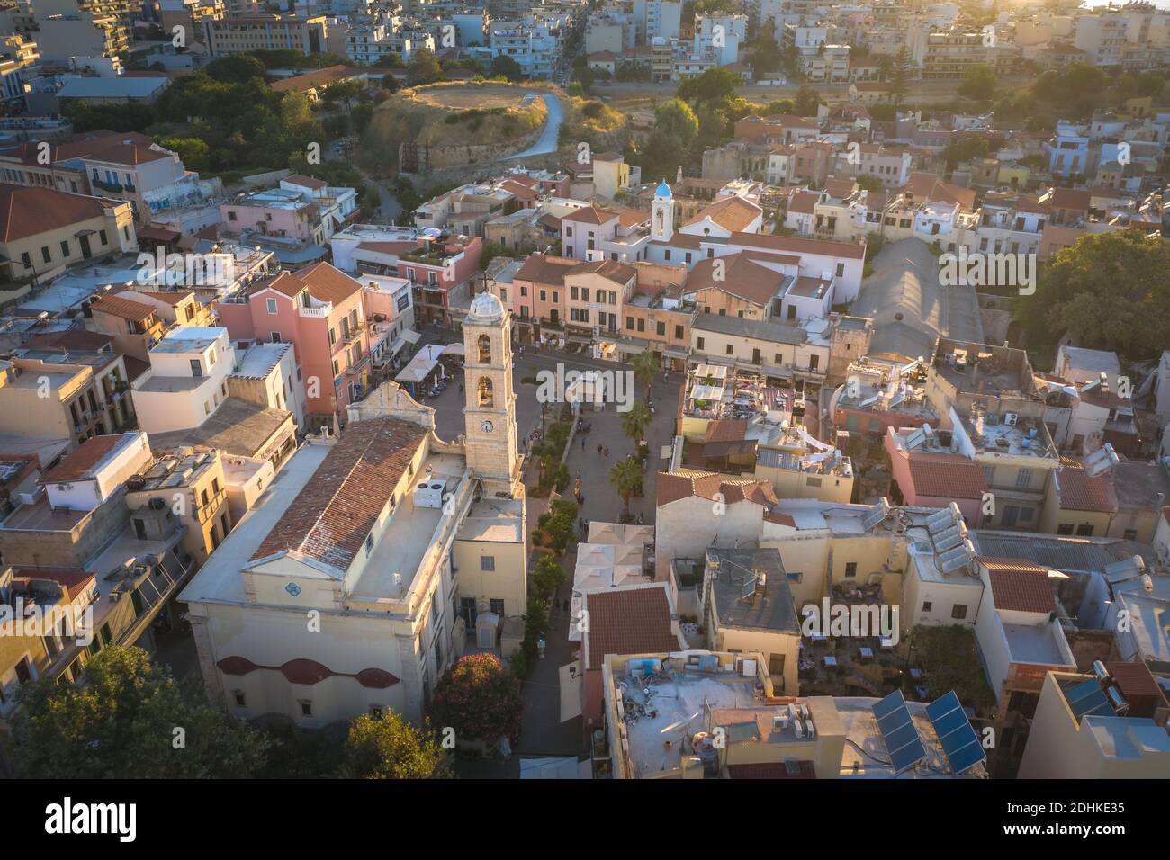 Panoramic aerial view from above of the city of Chania, Crete island ...