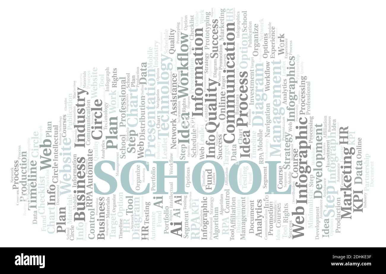 School typography word cloud create with text only Stock Photo - Alamy