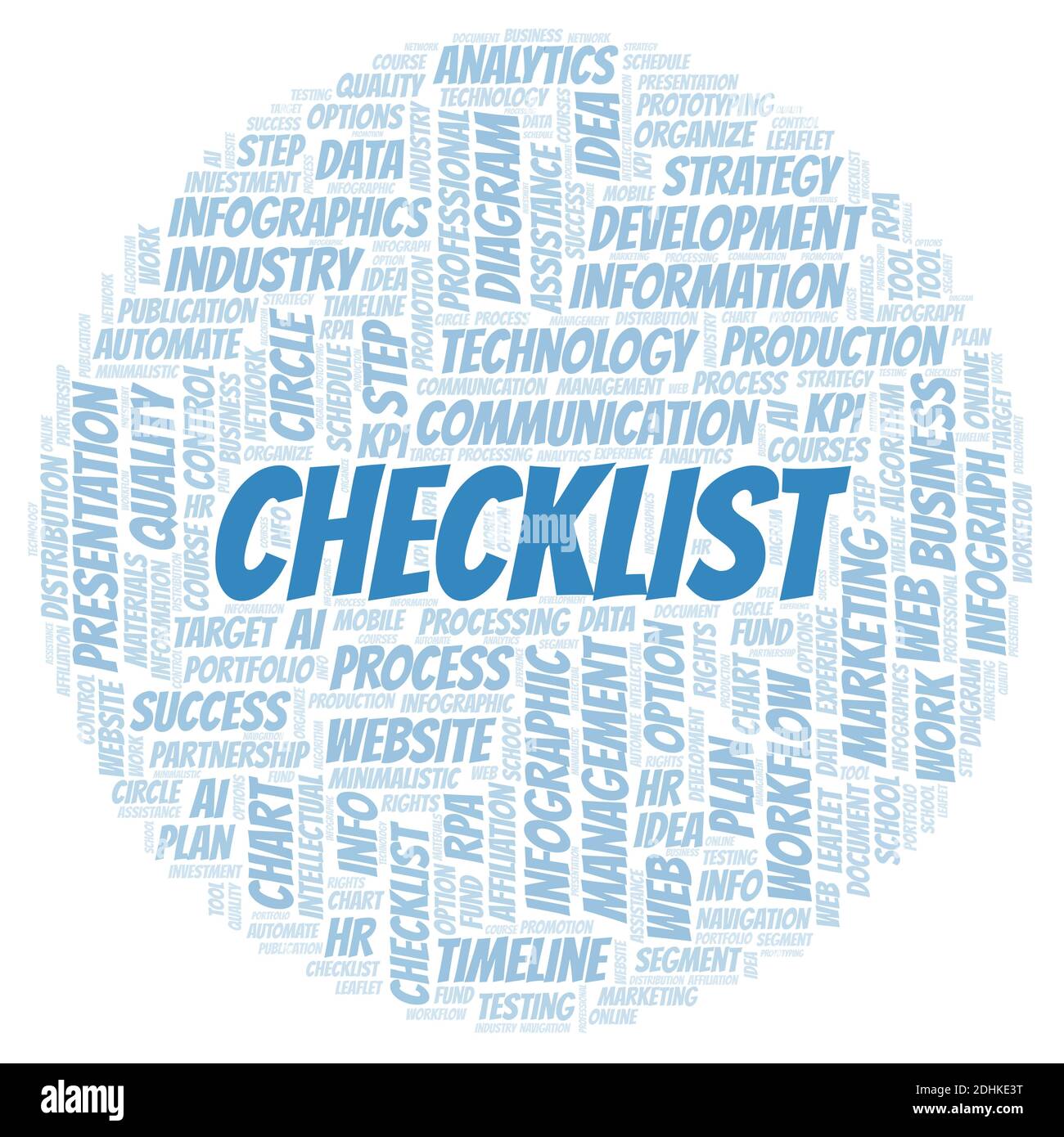 Checklist typography word cloud create with text only Stock Photo - Alamy