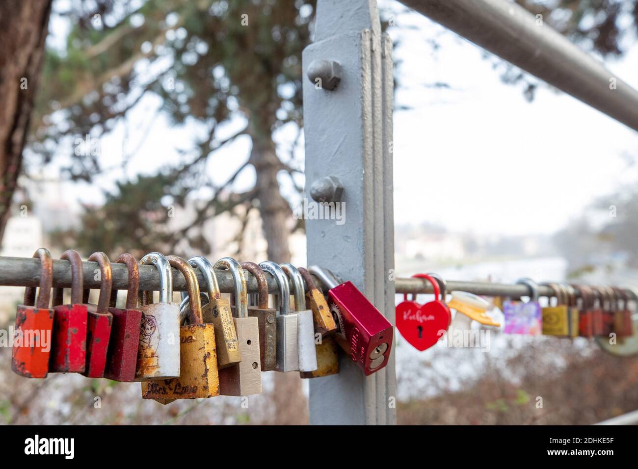 11 December 2020, Saxony, Görlitz: A pacifier and several castles hang ...