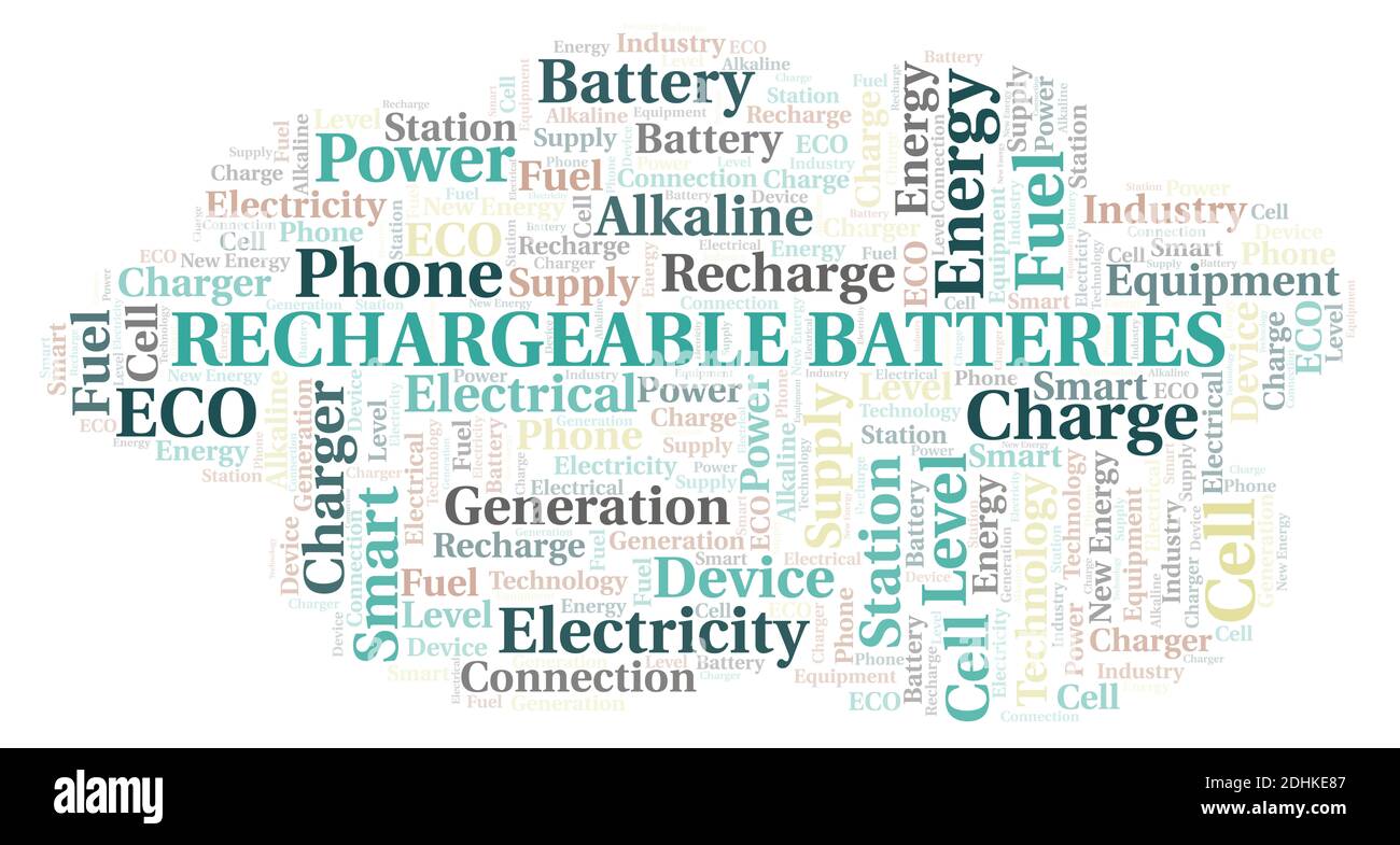Rechargeable Batteries typography word cloud create with text only ...
