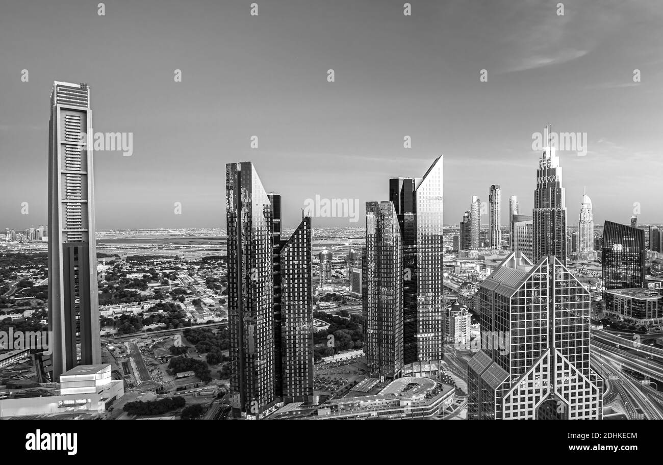 Dubai city center view at sunrise, United Arab Emirate Stock Photo - Alamy