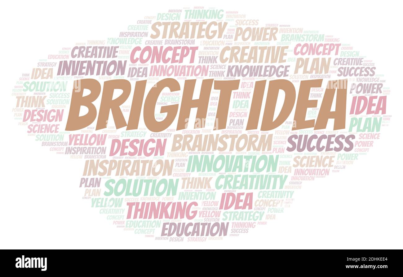 Bright Idea typography word cloud create with text only Stock Photo - Alamy