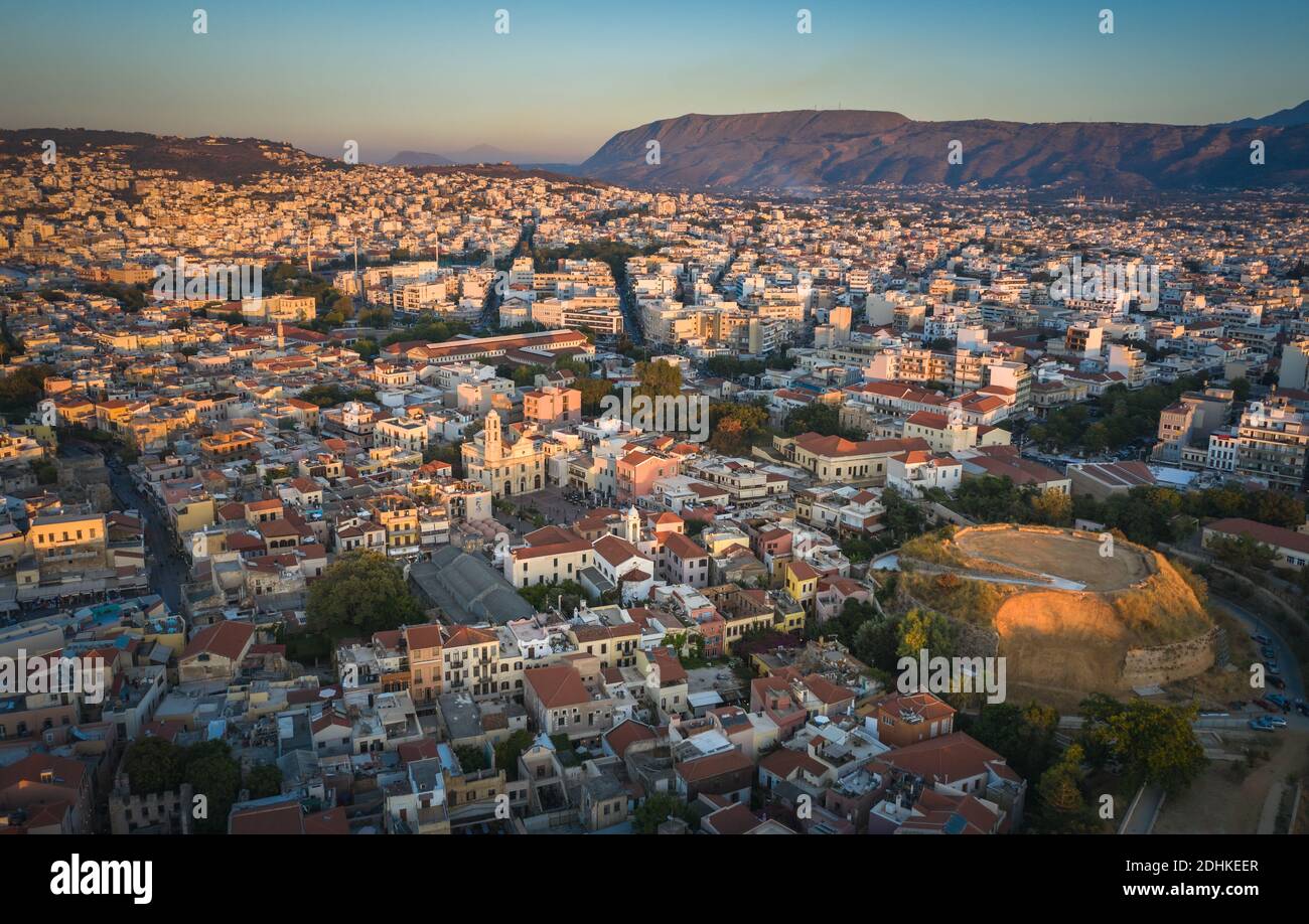 Panoramic aerial view from above of the city of Chania, Crete island ...