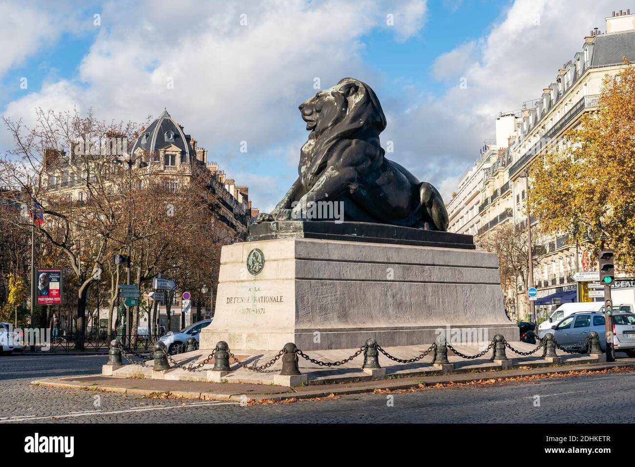 Lion of Belfort statue at Denfert Rochereau square - Paris Stock Photo ...
