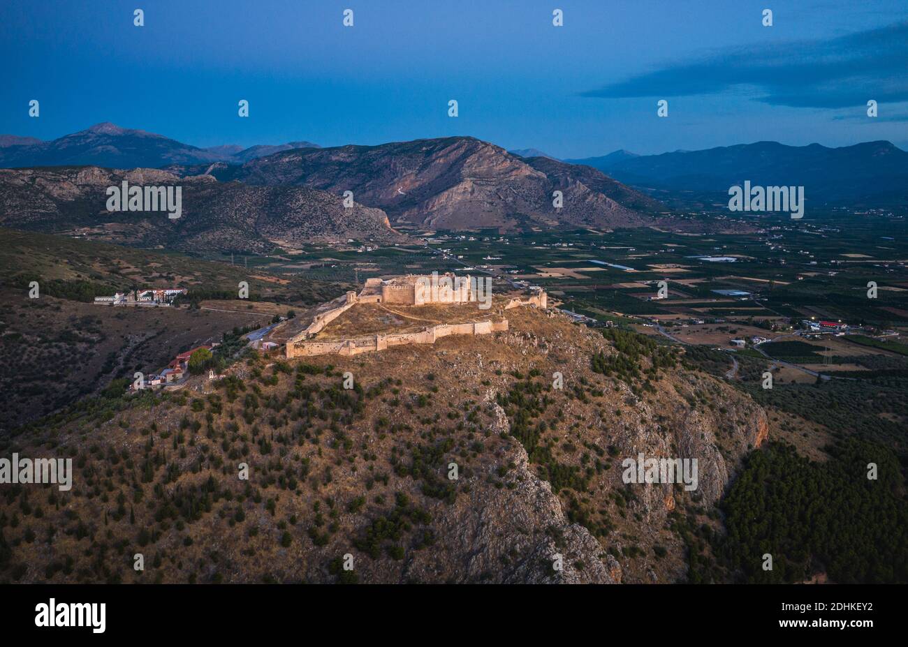 The castle on Larissa Hill, located near the town of Argos, Greece on ...