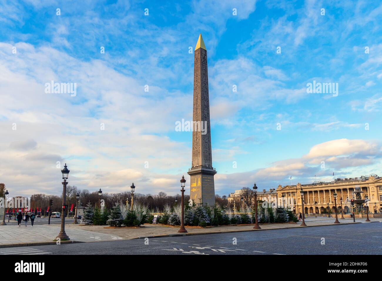 Christmas trees at the bottom of the Obelisk at Place de la concorde ...