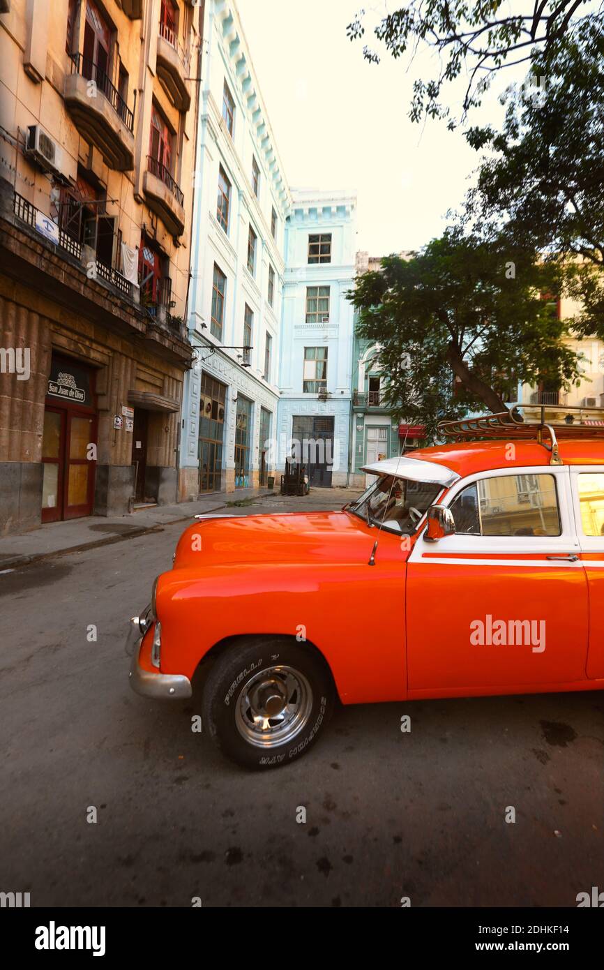 : Havana Cuba Classic Cars. Typcal Havana urban scene with colorful ...