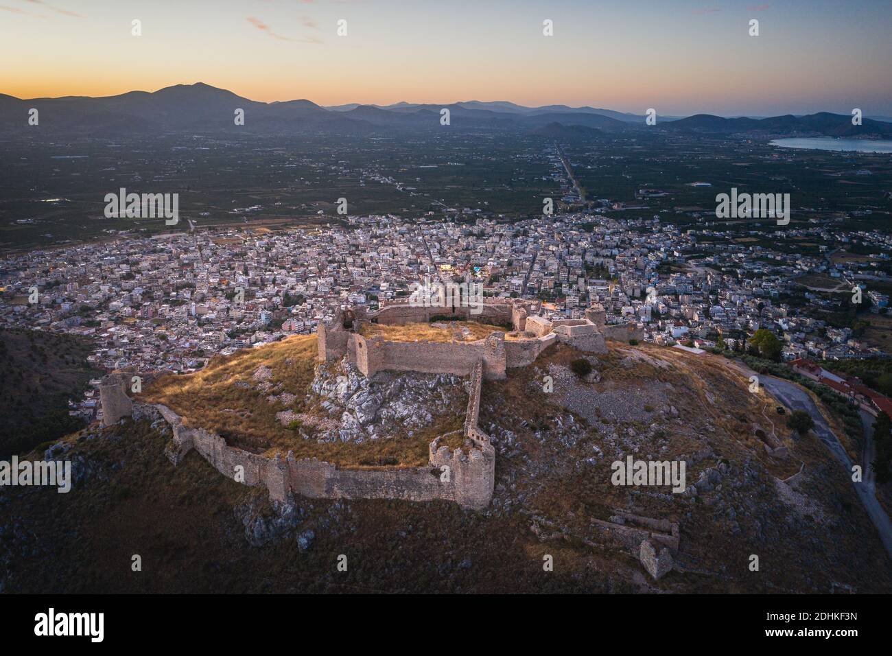 The castle on Larissa Hill, located near the town of Argos, Greece on ...