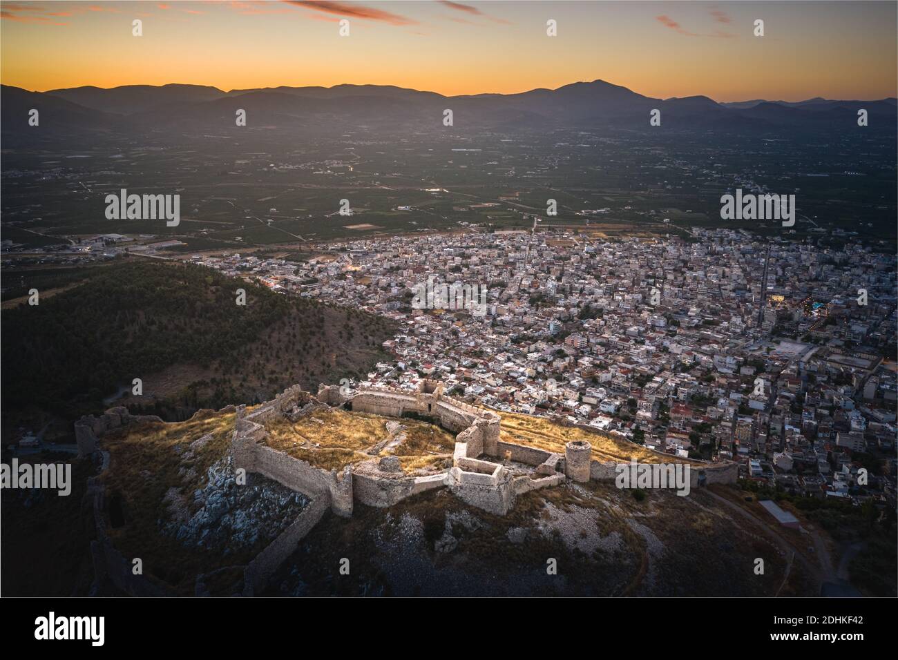 The castle on Larissa Hill, located near the town of Argos, Greece on ...