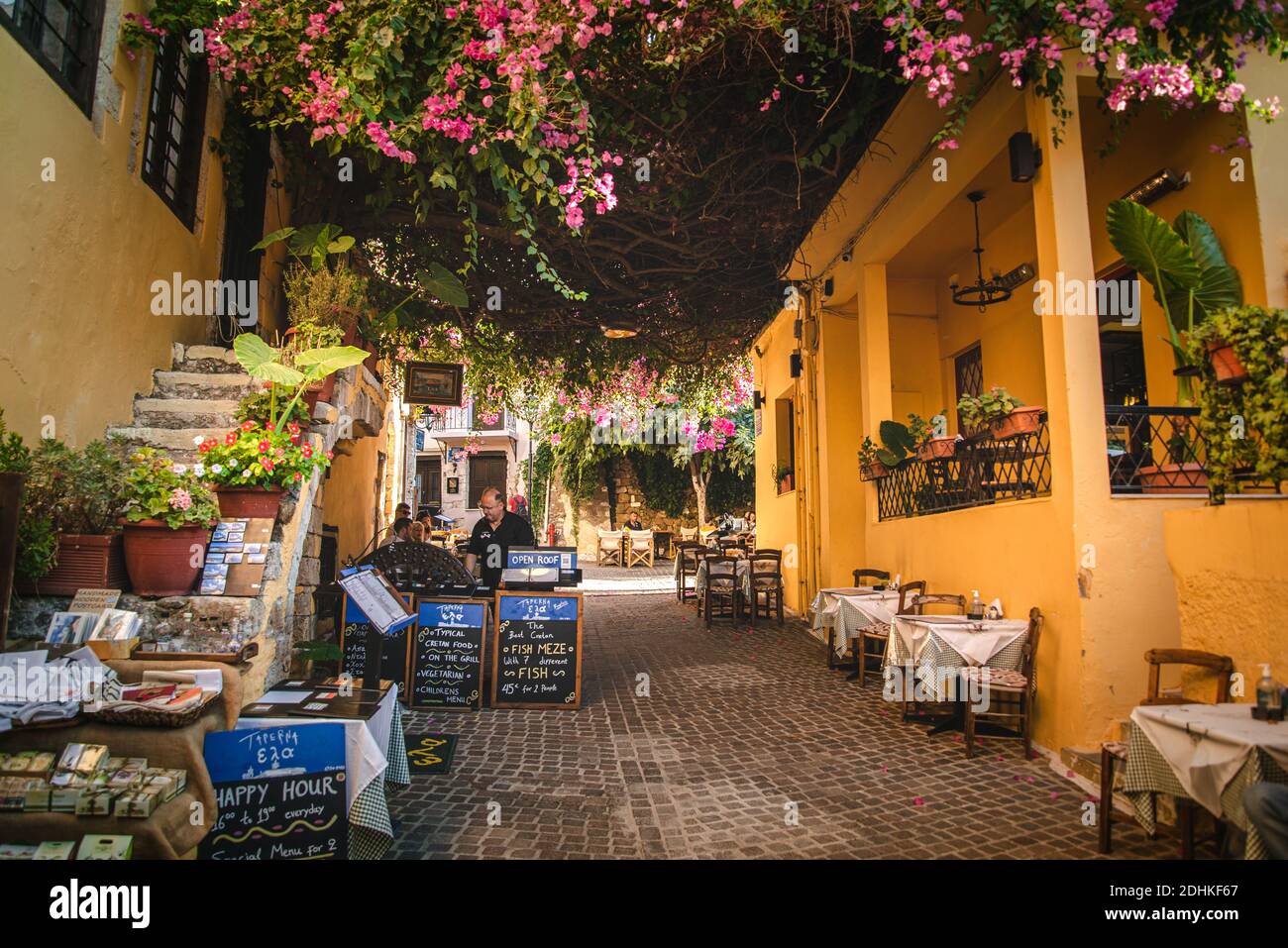 Street of Chania at evening, Crete island, Greece Stock Photo - Alamy
