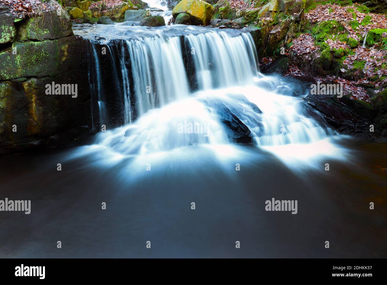 English waterfall in Autumn Stock Photo - Alamy