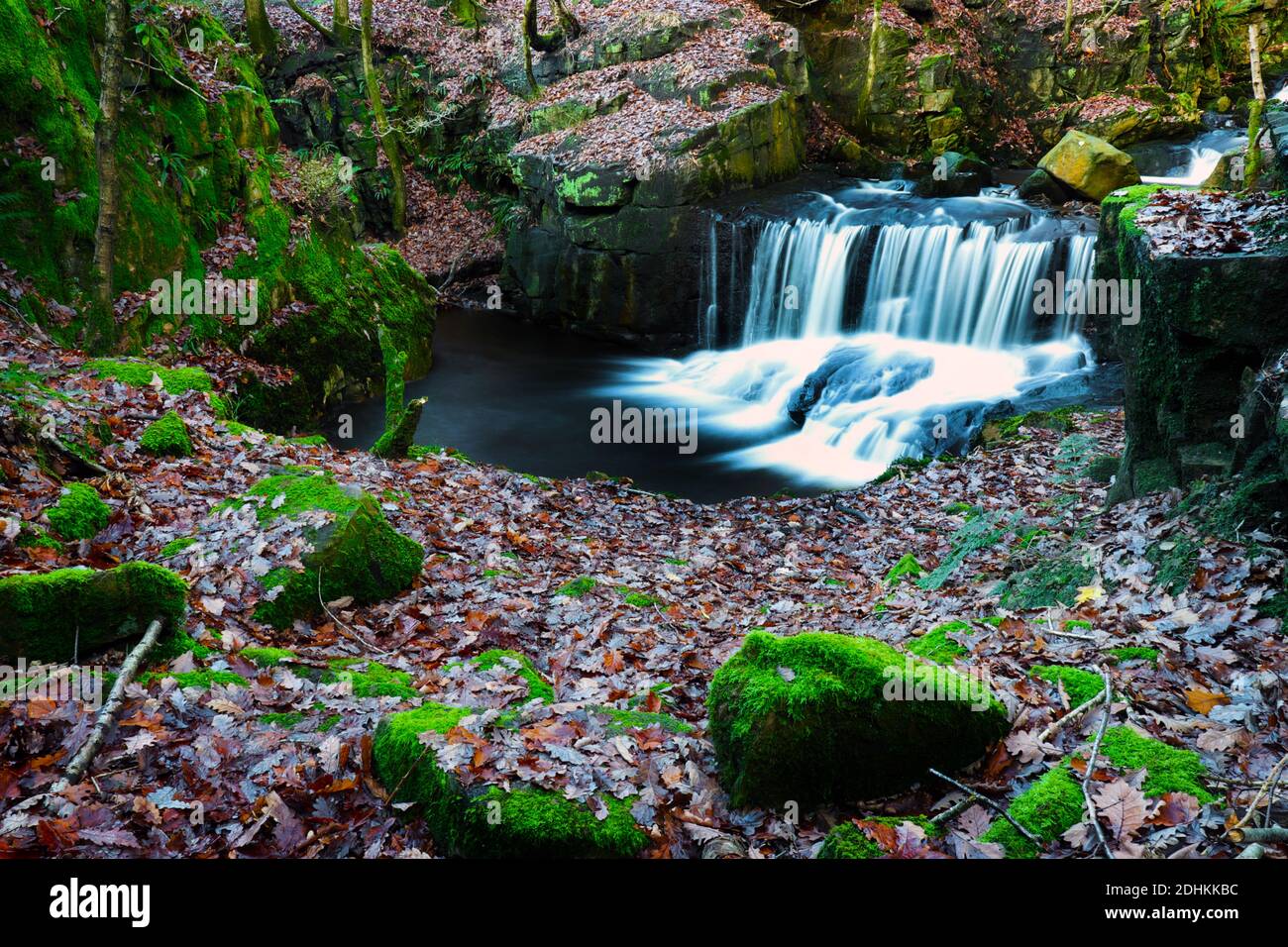 English waterfall in Autumn Stock Photo - Alamy
