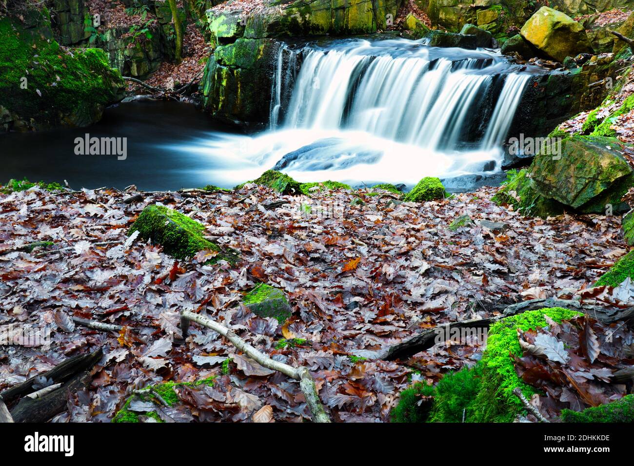 English waterfall in Autumn Stock Photo - Alamy