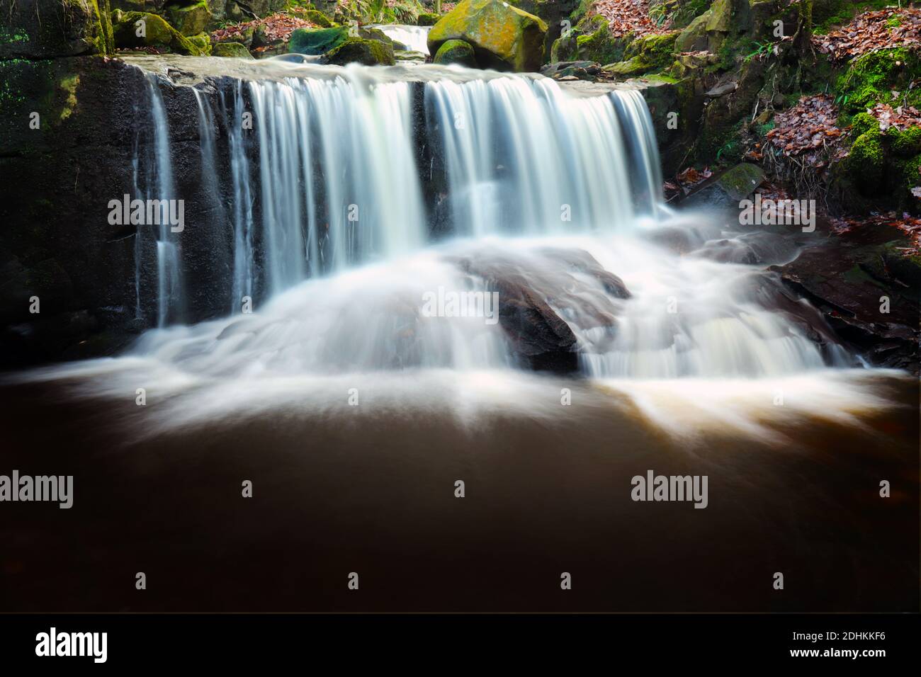 English waterfall in Autumn Stock Photo - Alamy
