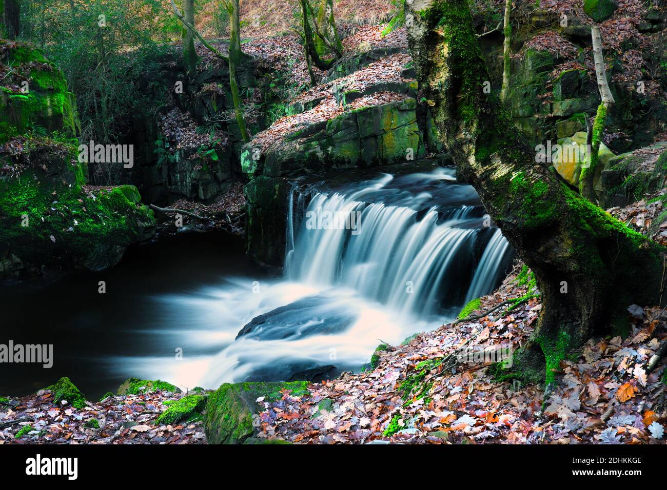 English waterfall in Autumn Stock Photo - Alamy