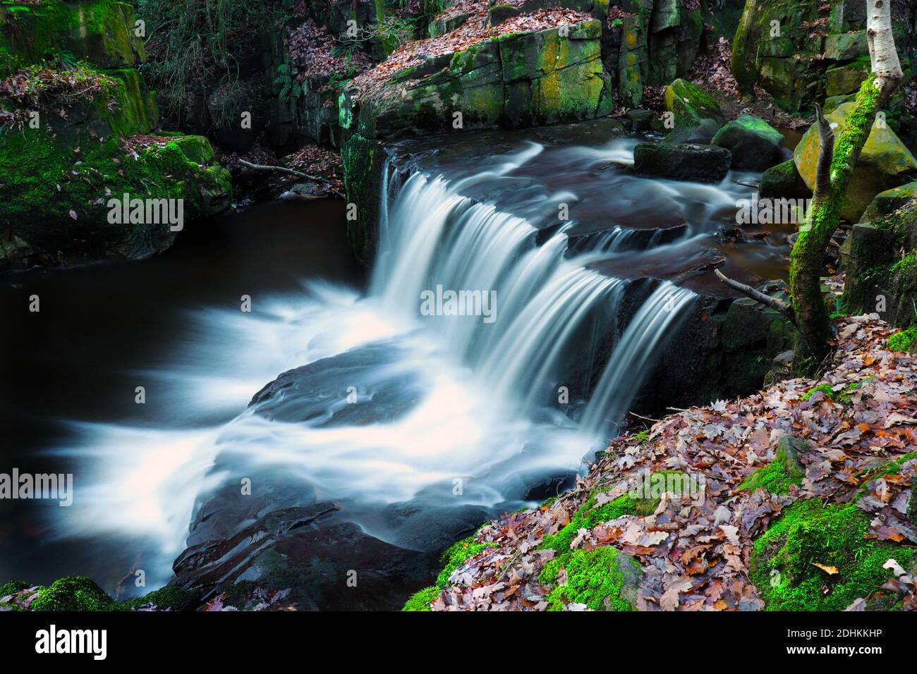 English waterfall in Autumn Stock Photo - Alamy