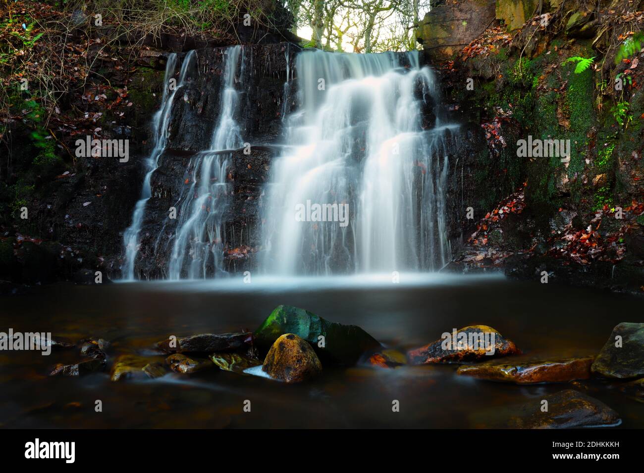 English waterfall in Autumn Stock Photo - Alamy