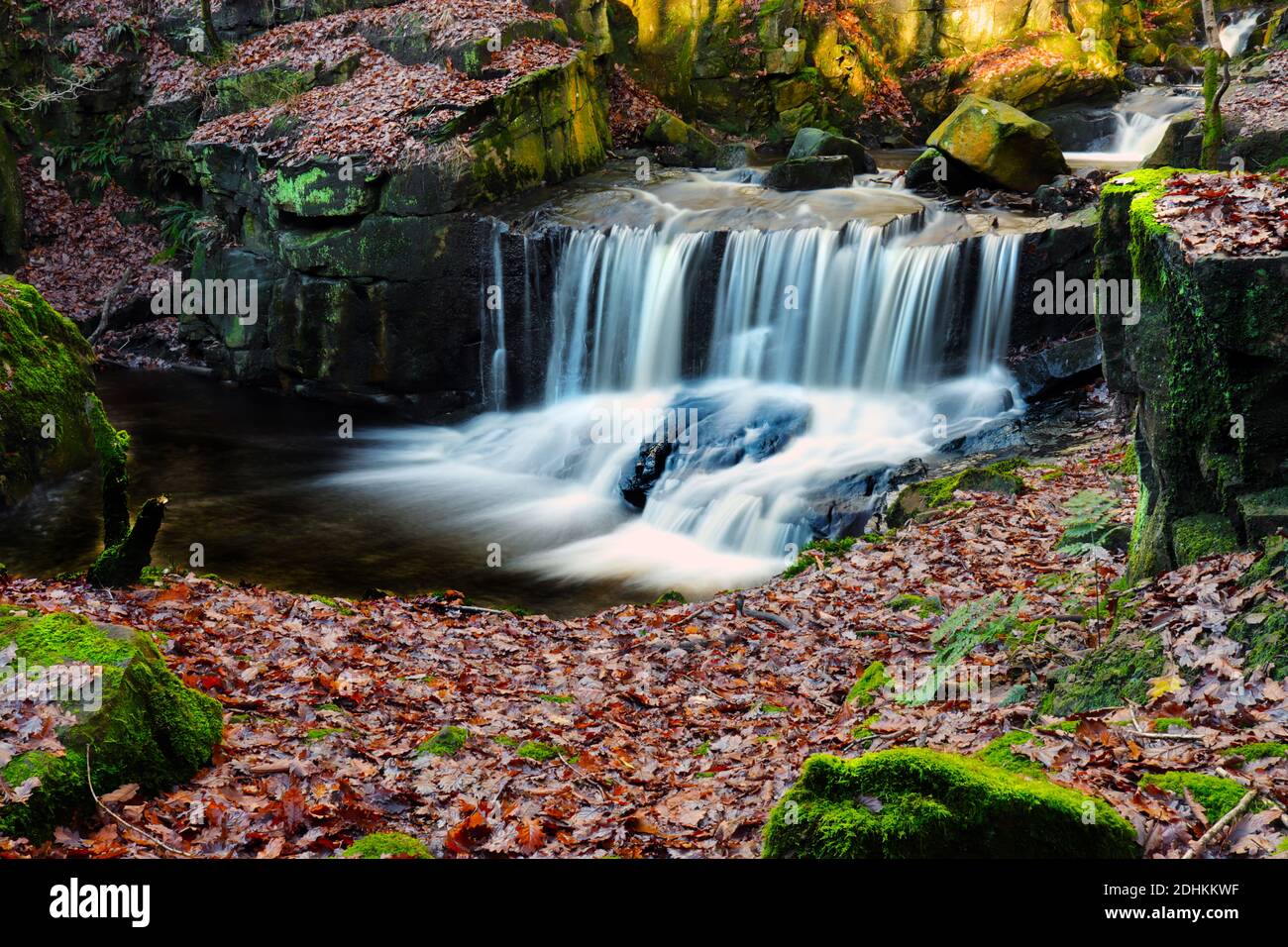 English waterfall in Autumn Stock Photo - Alamy