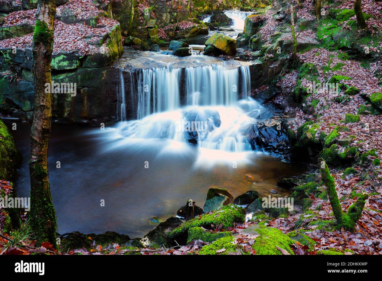 English waterfall in Autumn Stock Photo - Alamy