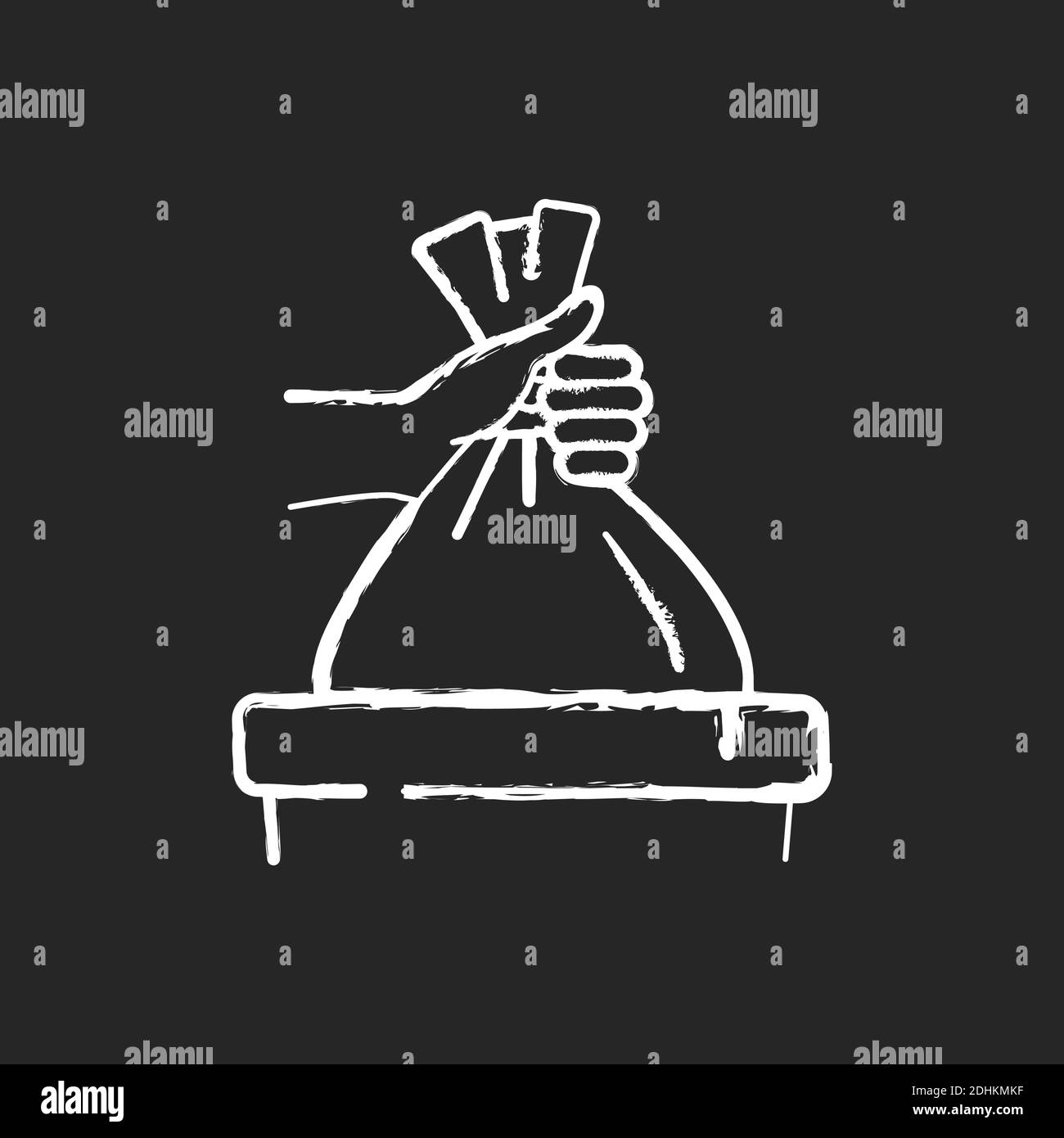 Taking out trash chalk white icon on black background Stock Vector ...