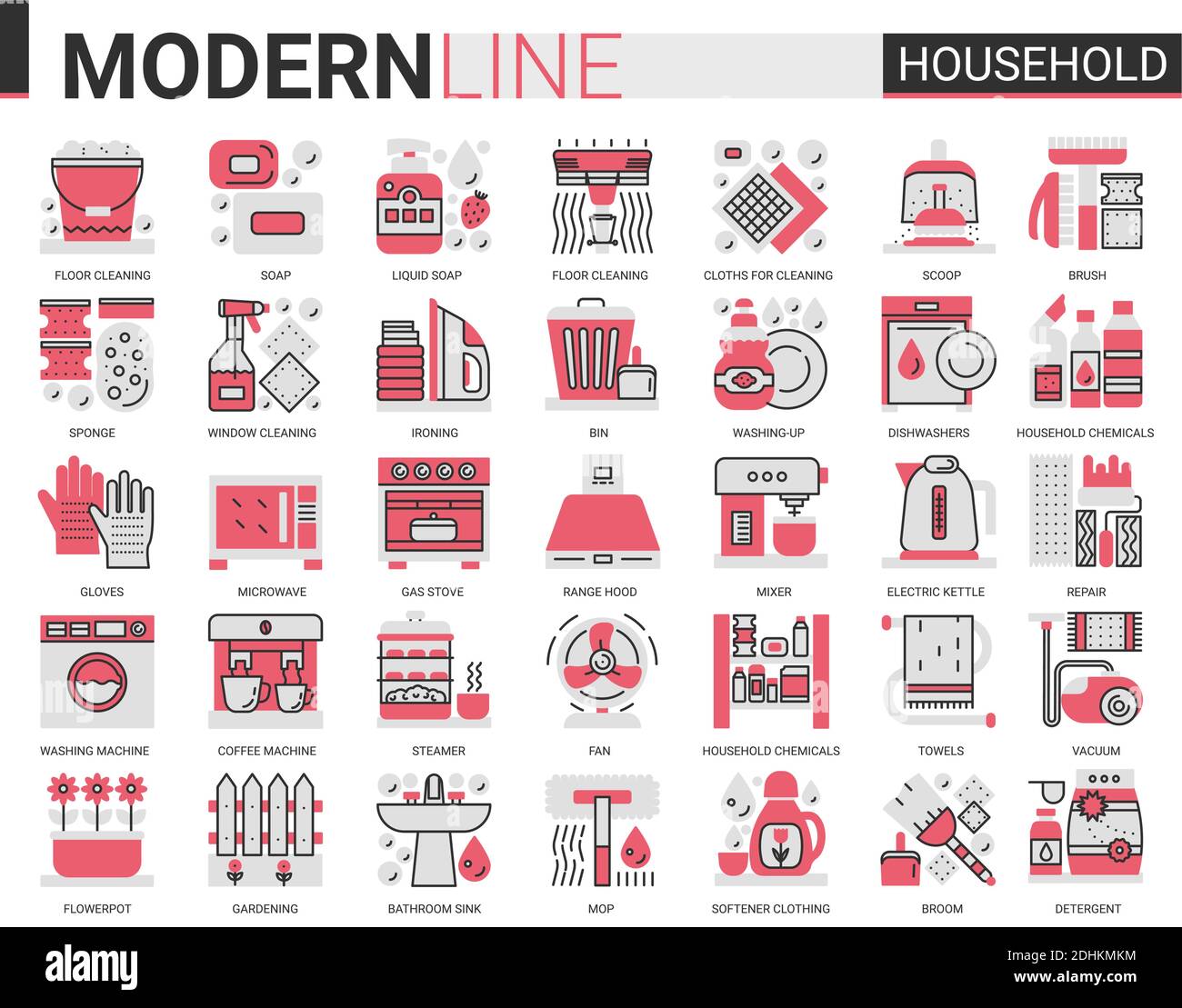 Bucket white flat icons Stock Vector Images - Alamy