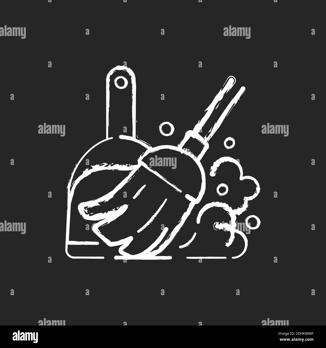 Sweeping floor chalk white icon on black background Stock Vector Image ...