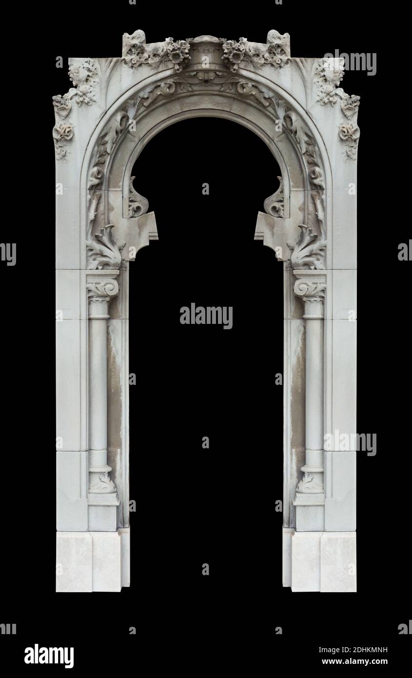 Elements of architecture of buildings, ancient arches, columns, windows ...