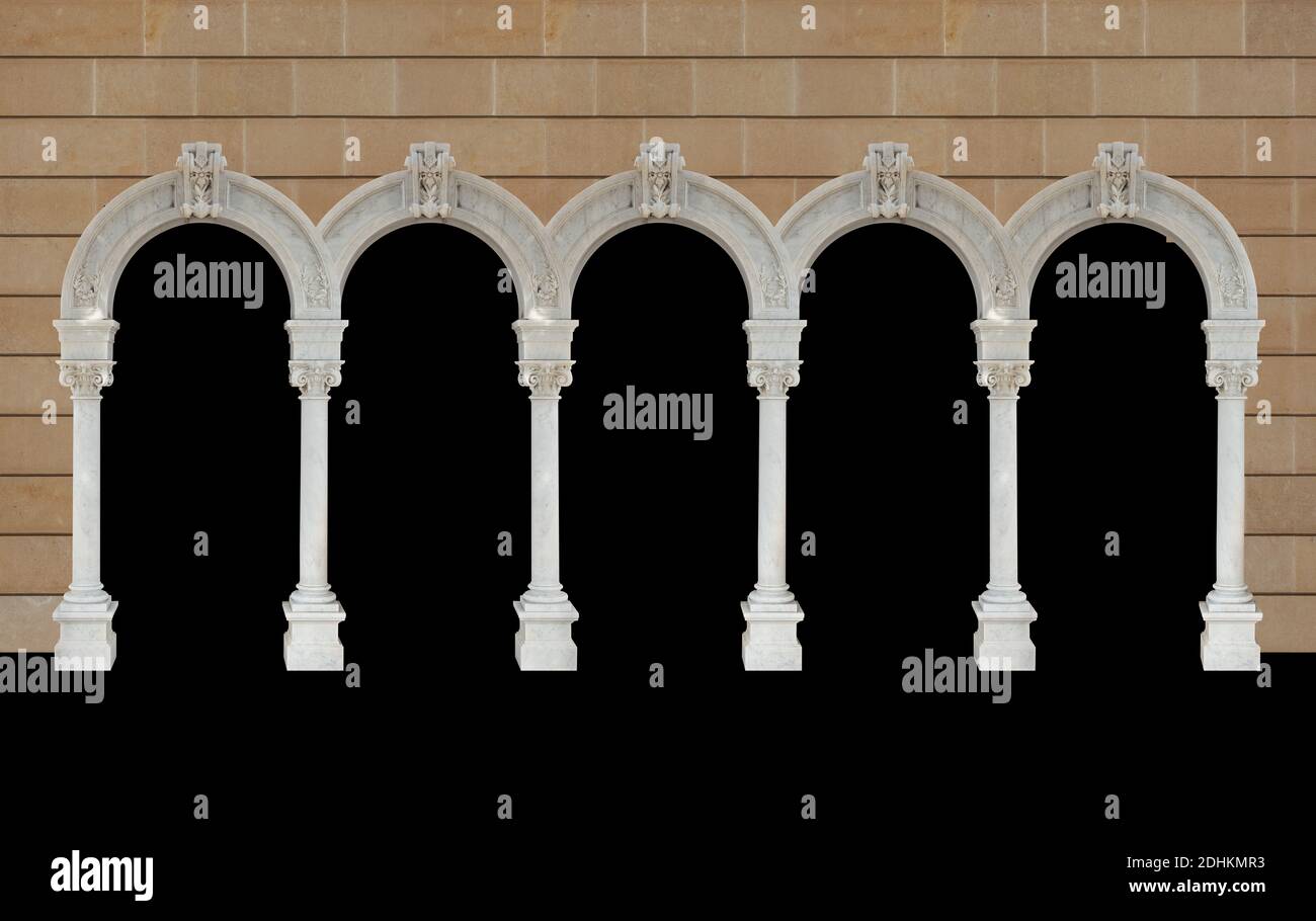 Elements of architectural decorations of buildings, doorways and arches ...