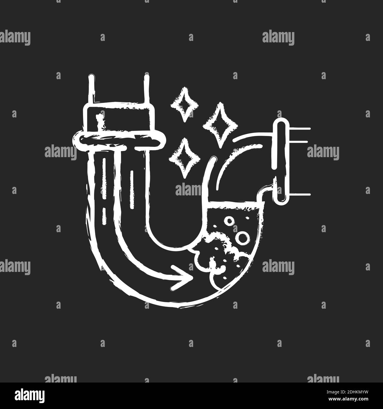 Waste pipes cleaning chalk white icon on black background Stock Vector ...