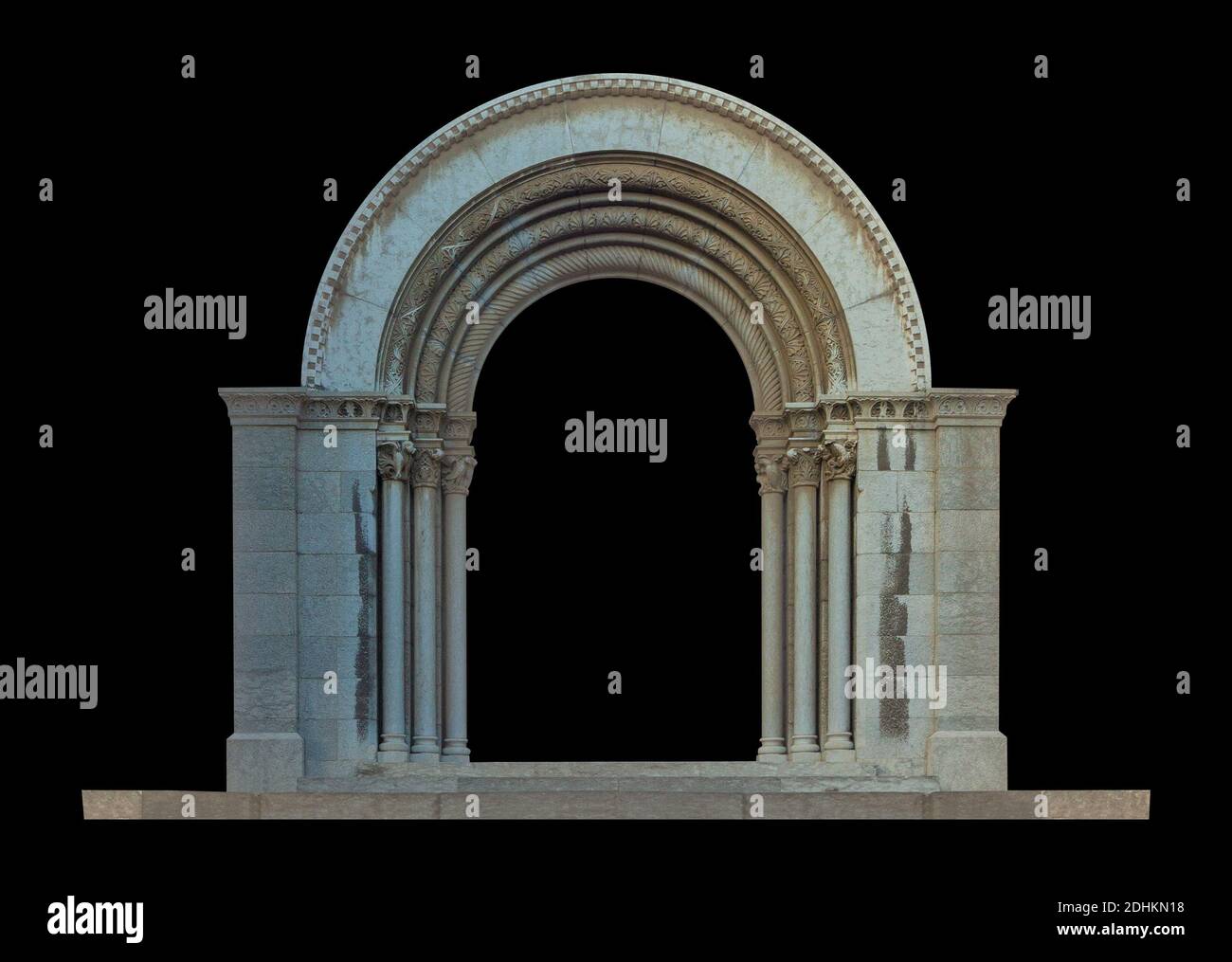 Elements of architecture of buildings, ancient arches, columns, windows ...