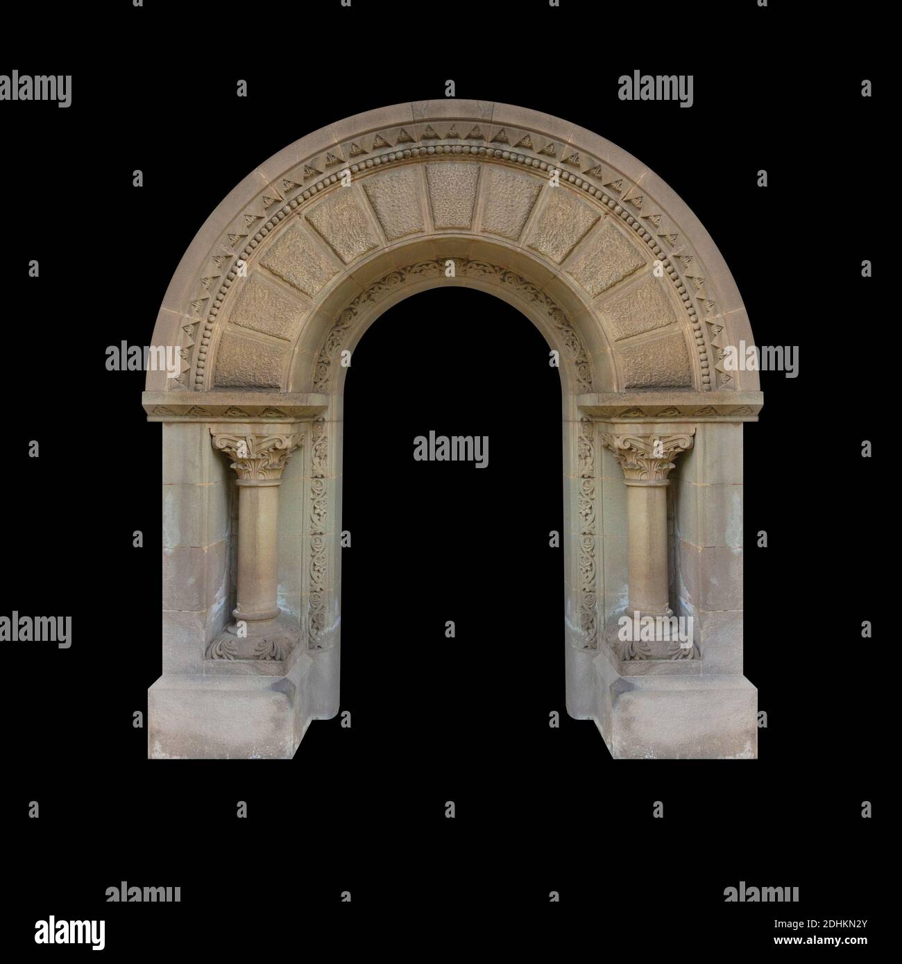 Elements of architecture of buildings, ancient arches, columns, windows ...