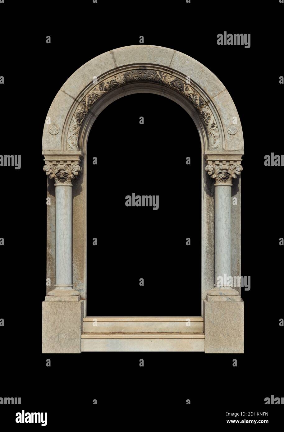 Elements of architecture of buildings, ancient arches, columns, windows ...