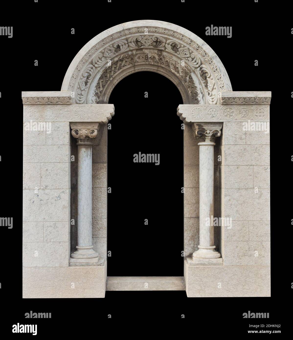 Elements of architecture of buildings, ancient arches, columns, windows ...