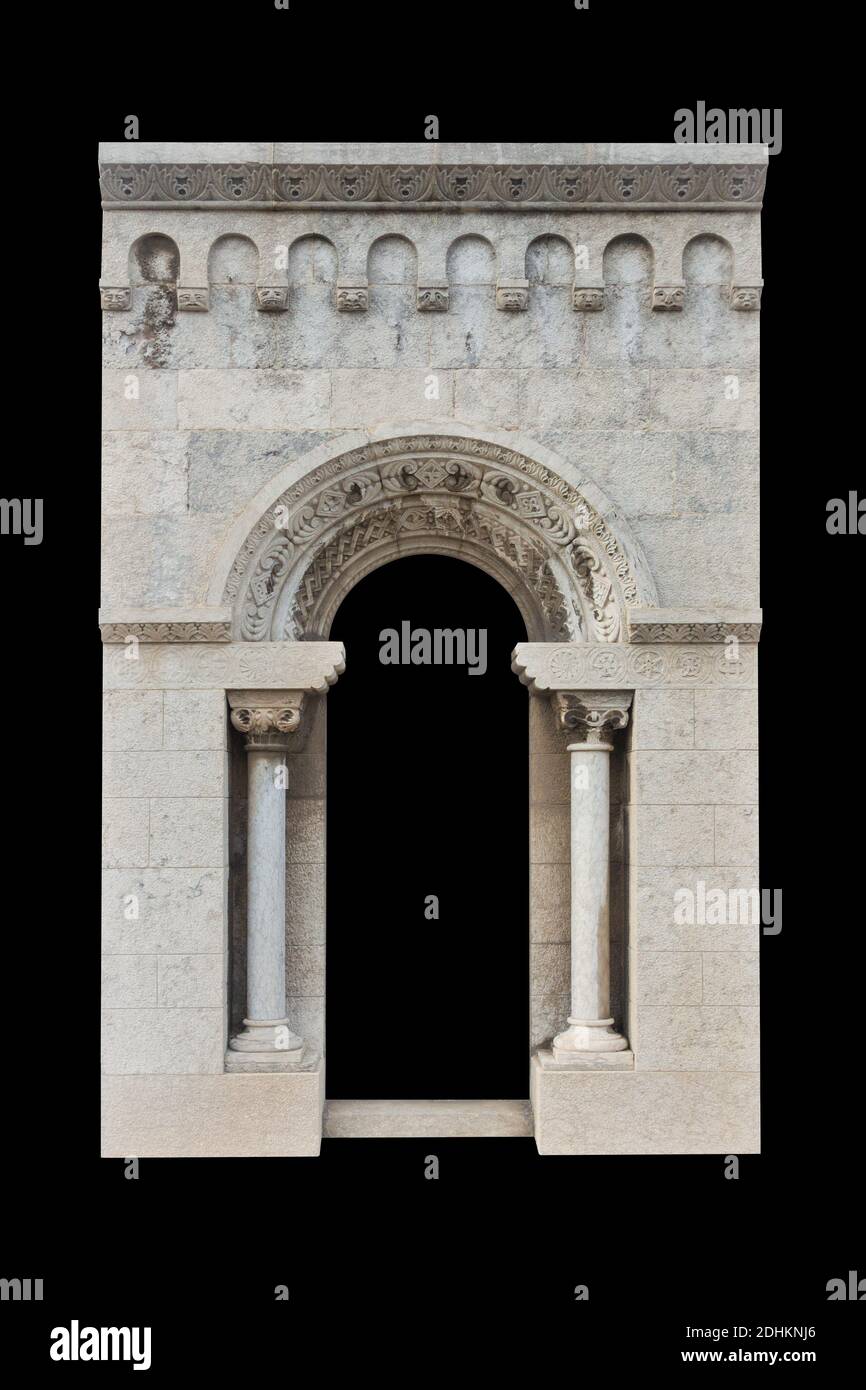 Elements of architecture of buildings, ancient arches, columns, windows ...