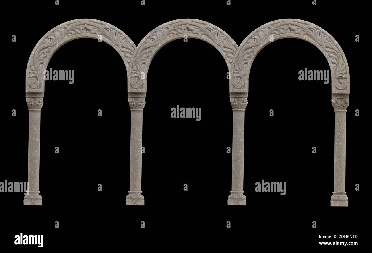 Elements of architecture of buildings, ancient arches, columns, windows ...