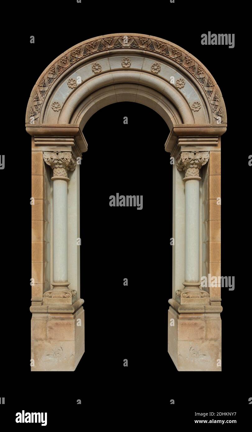 Elements of architecture of buildings, ancient arches, columns, windows ...