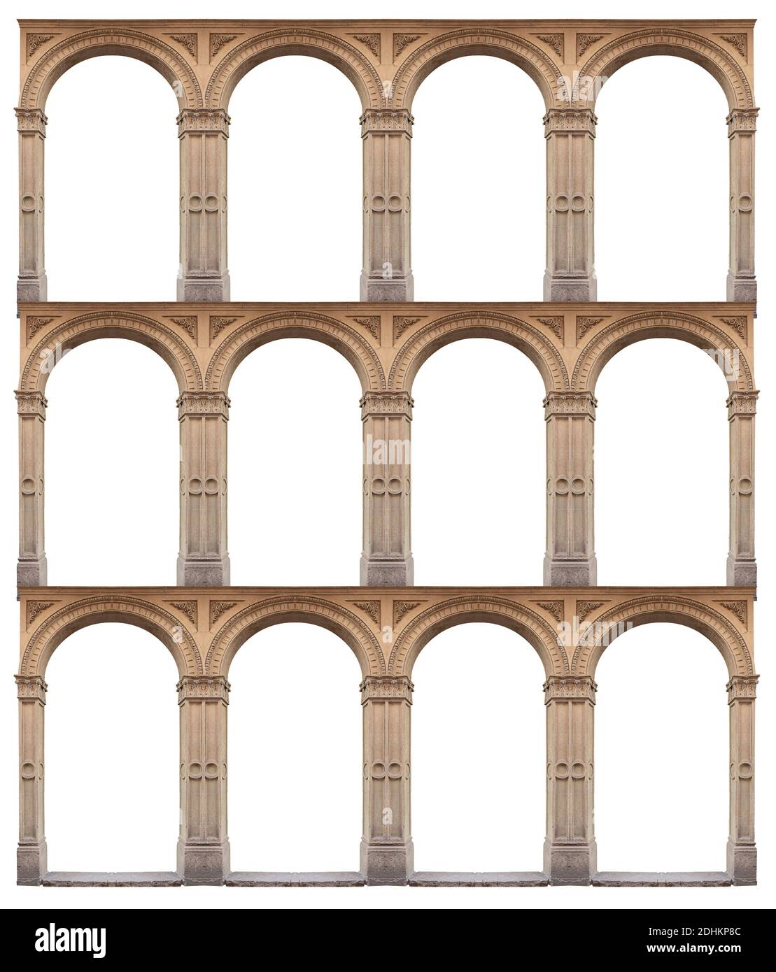 Elements of architecture of buildings, ancient arches, columns, windows ...