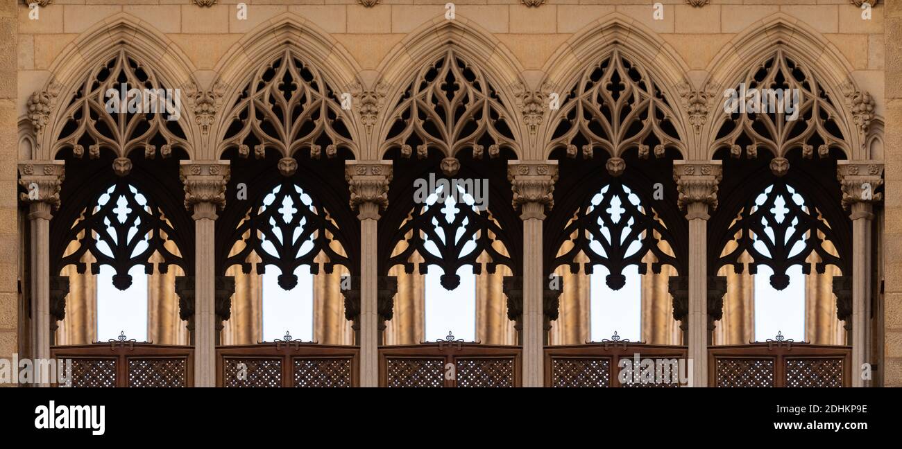 Elements of architectural decorations of buildings, arches and columns ...