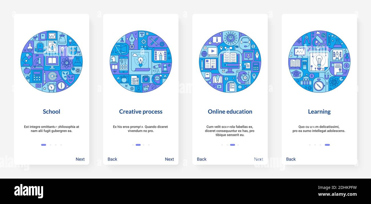 Online education, school learning creative process vector illustration ...