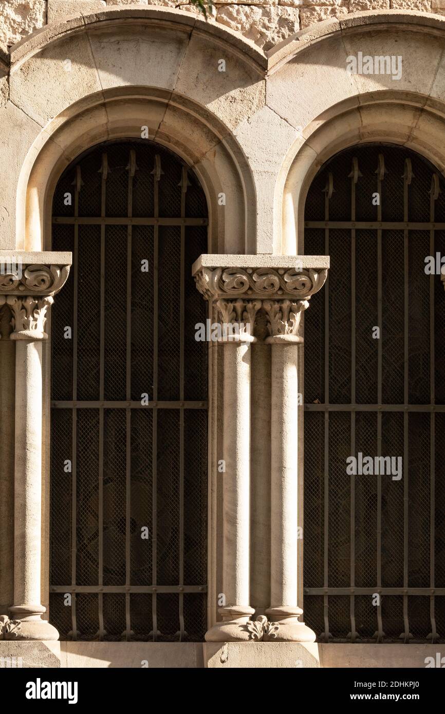 Elements of architectural decorations of buildings, arches and columns ...