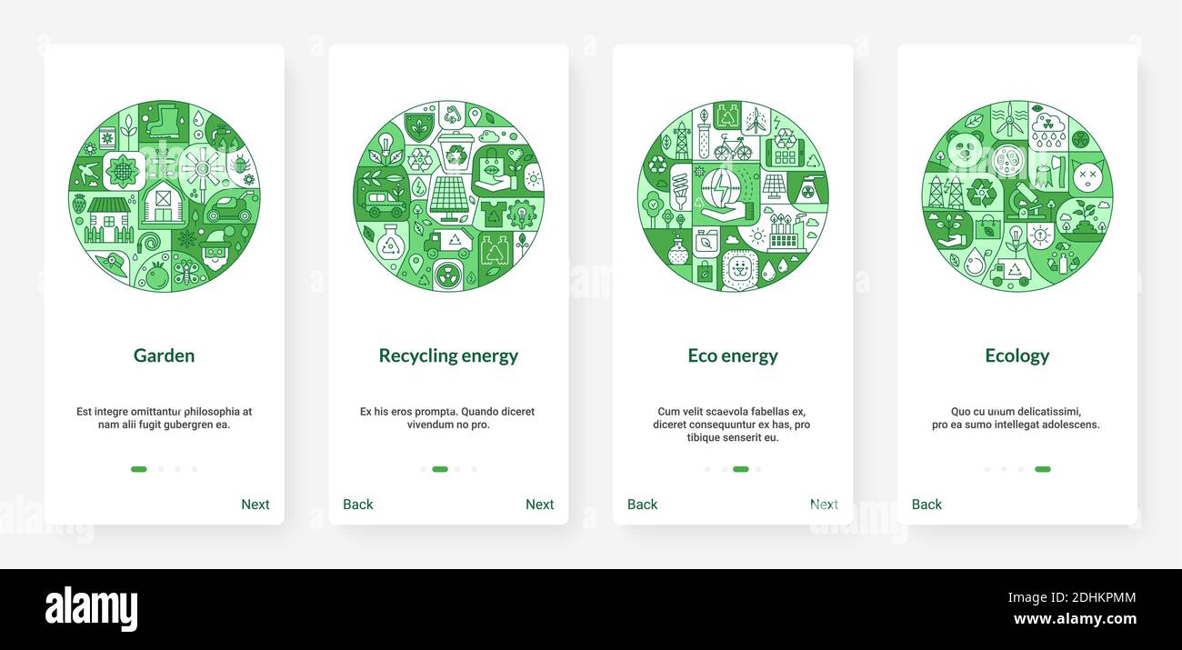 Eco Friendly Recycling Energy Ecology Environment Circle Vector Illustration Ux Ui Onboarding