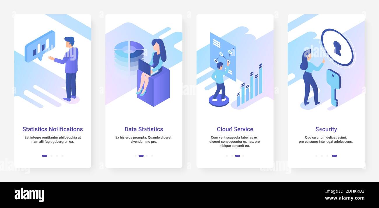 Data Statistics Security Cloud Service Vector Illustration Ux Ui