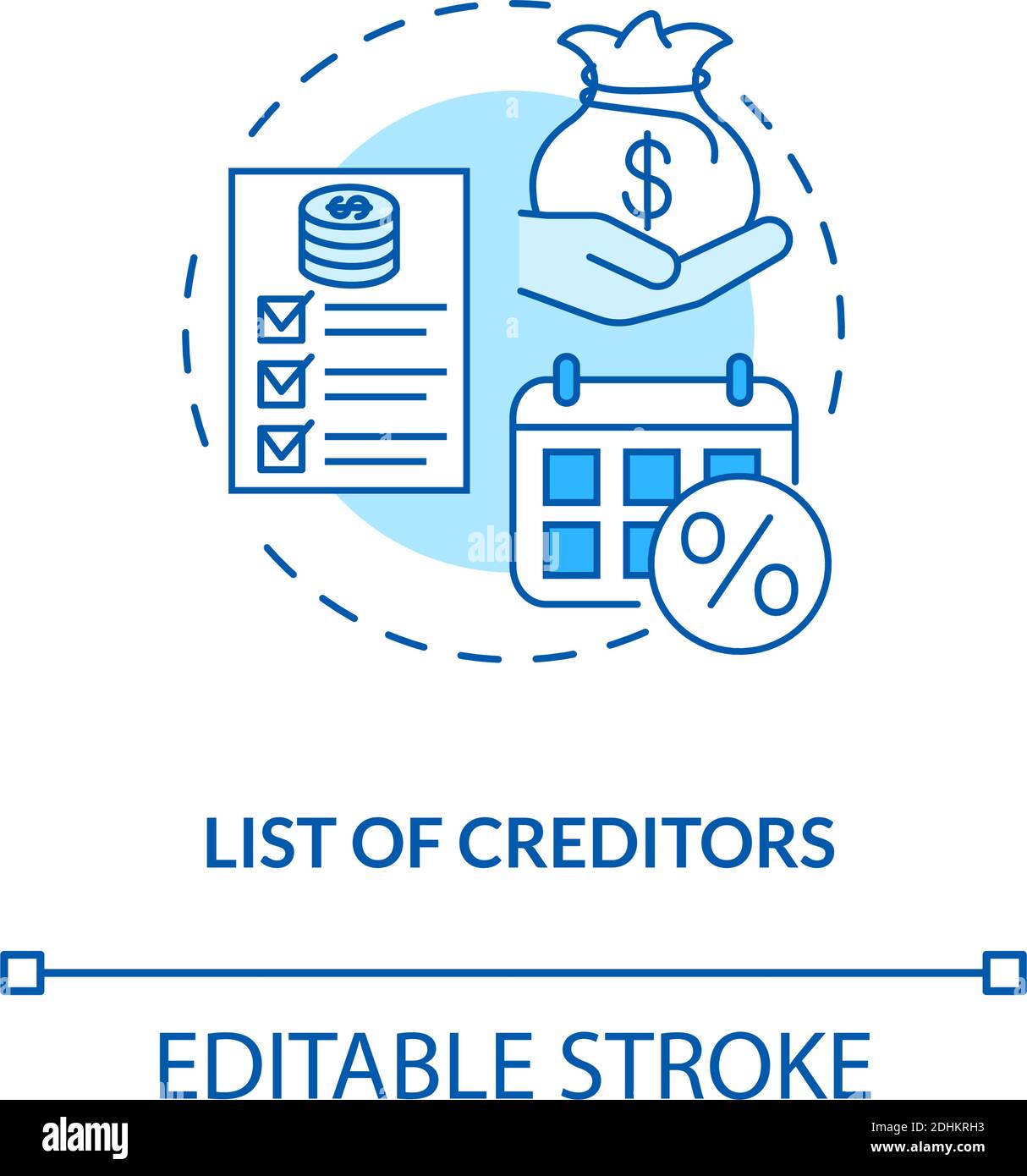 List of creditors blue concept icon Stock Vector Image & Art - Alamy