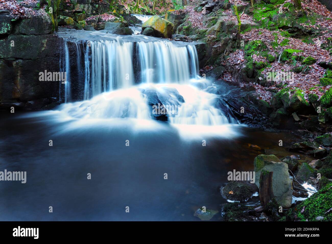 English waterfall in Autumn Stock Photo - Alamy