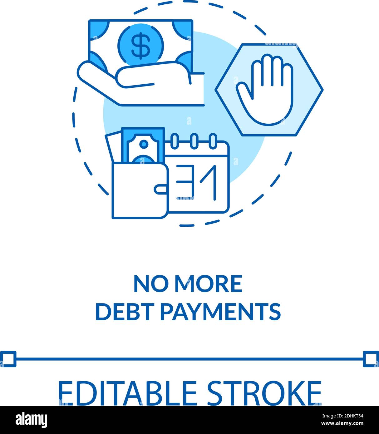 No more debt payment blue concept icon Stock Vector Image & Art - Alamy