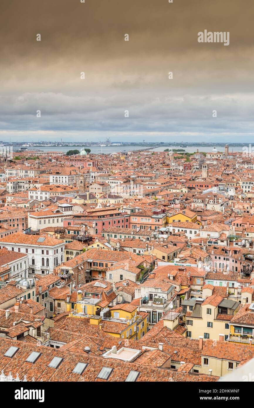 Bird eye view of Venice from San Marco bell tower, Italy Stock Photo ...